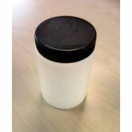 Pot rond HDPE 1000ml, topette + cape à vis noir